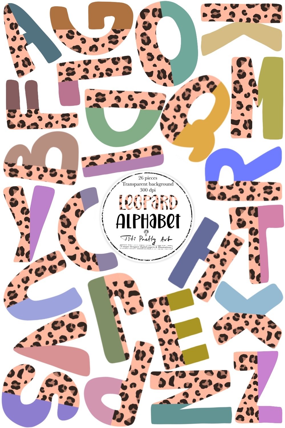 Half Leopard Font Clipart PNG, Alphabet Fonts