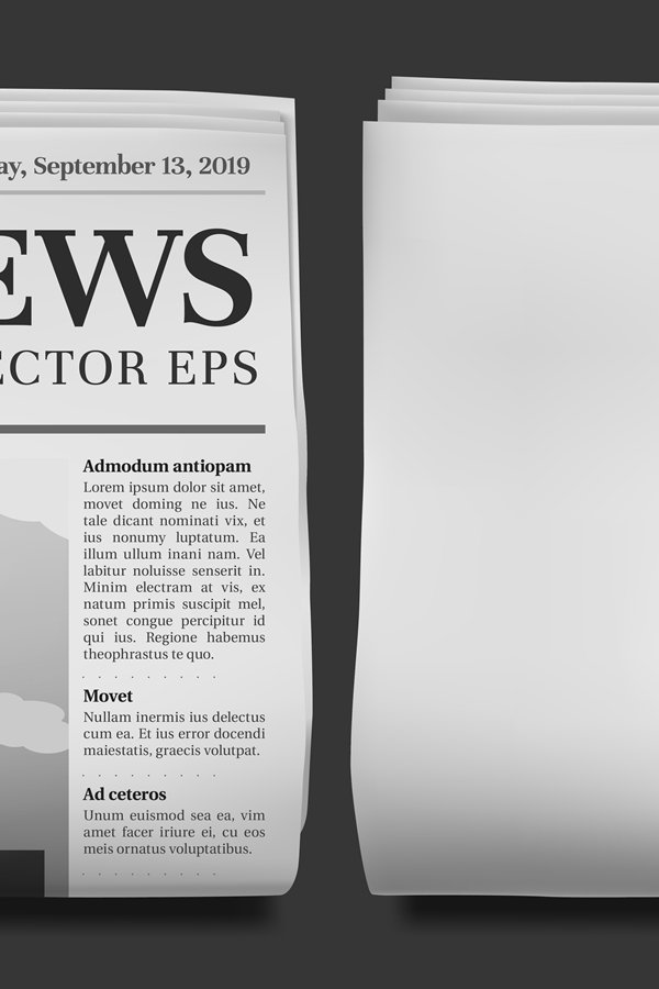 Newspaper headline mockup. Business news tabloid folded in h