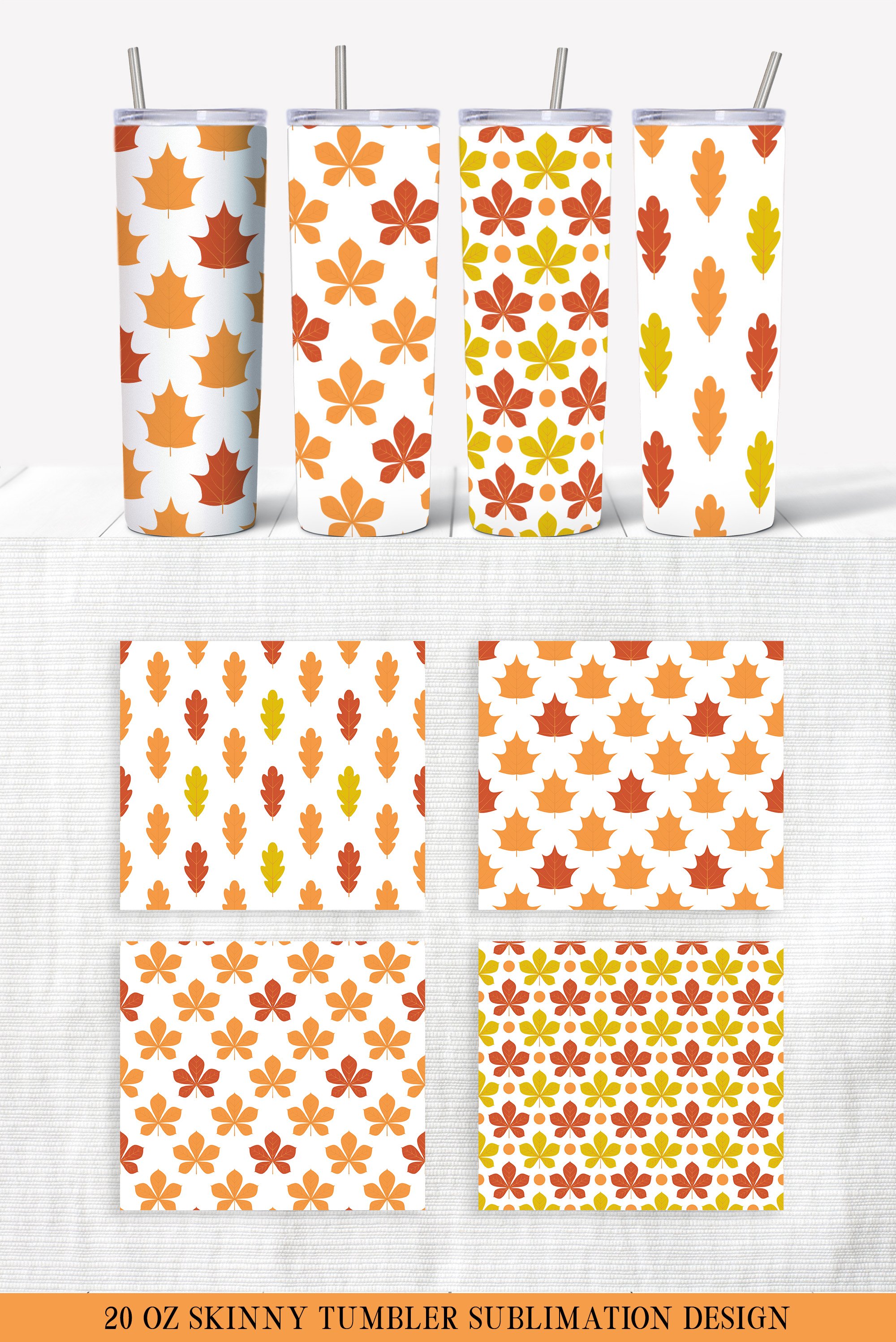 Fall Tumbler Wrap Sublimation. Autumn Leaves (2244587)