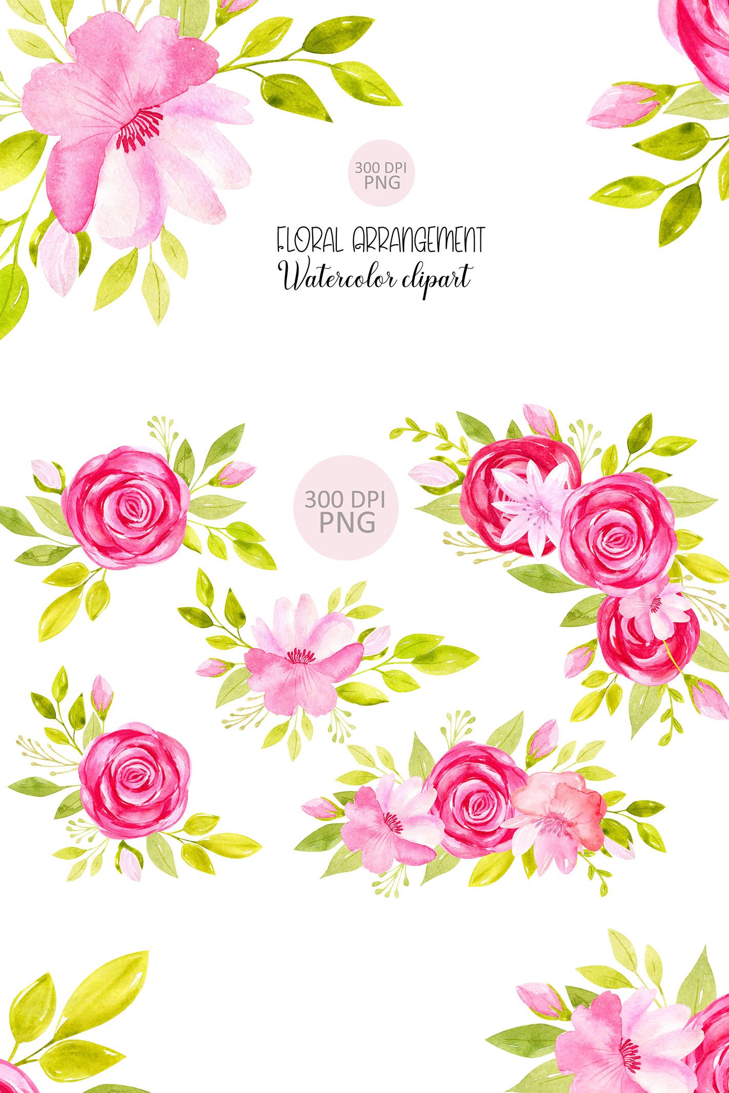 Watercolor floral clipart. (1335778)