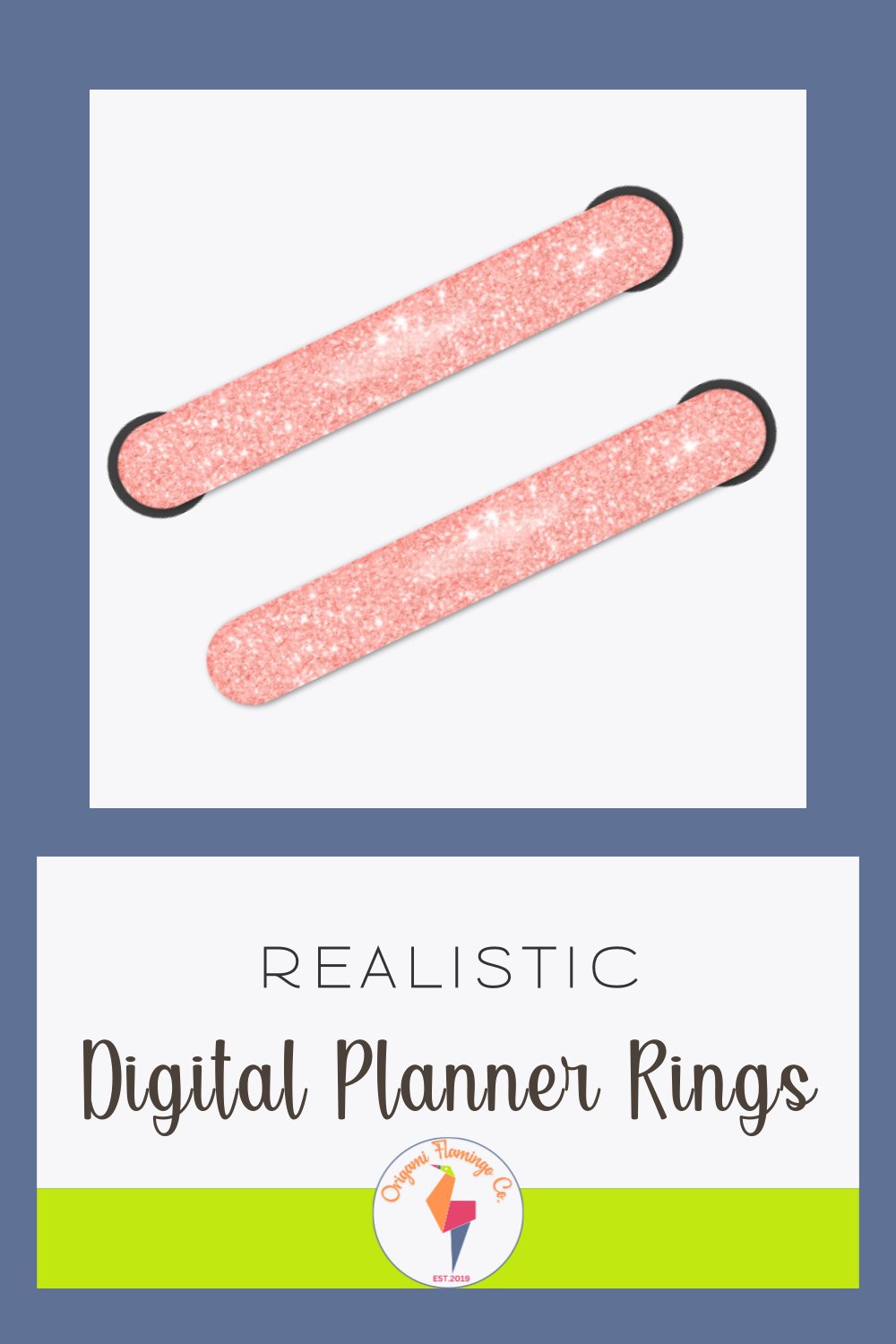 Realistic Pink Glitter Digital Planner Rings