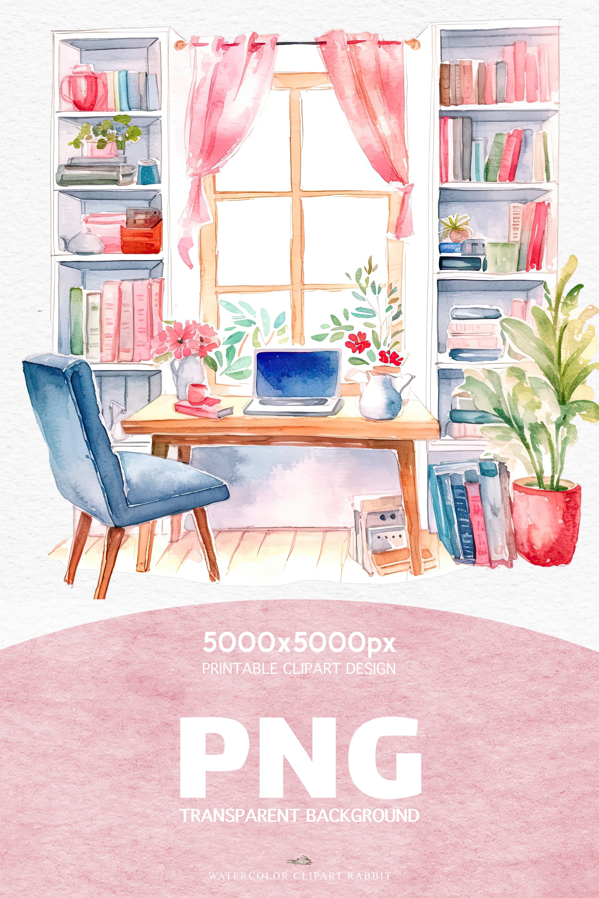 Pink Study Corner Clipart Artist Workspace PNG Scrapbooking