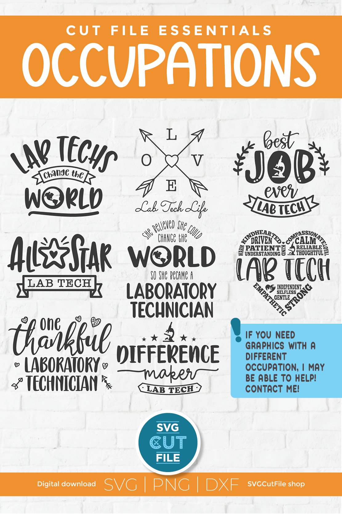Lab Tech SVG bundle for Cricut or Silhouette