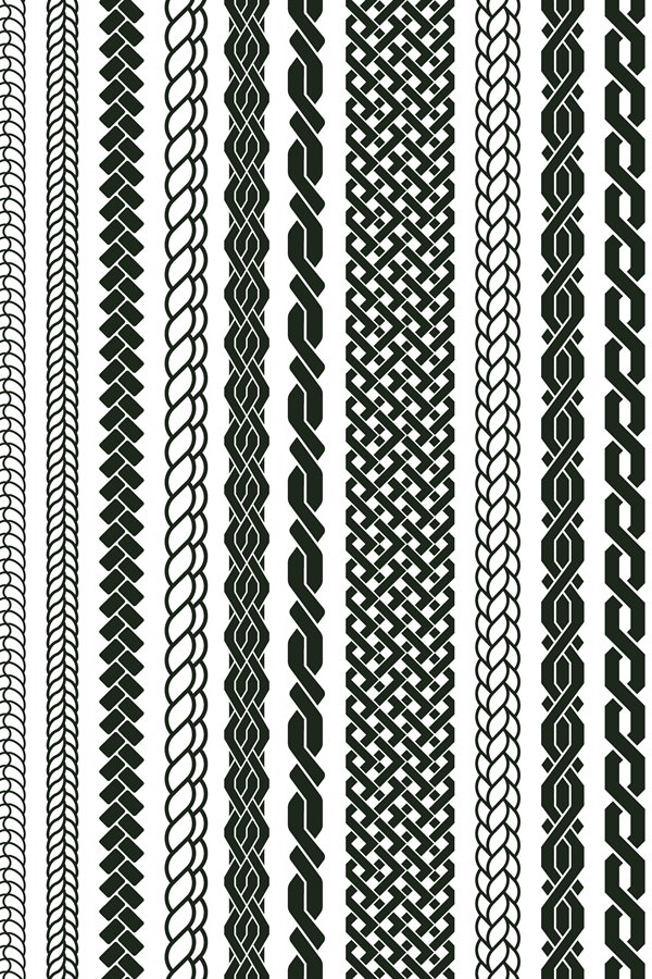 Braid seamless borders. Braided nautical plaits, knotted bra