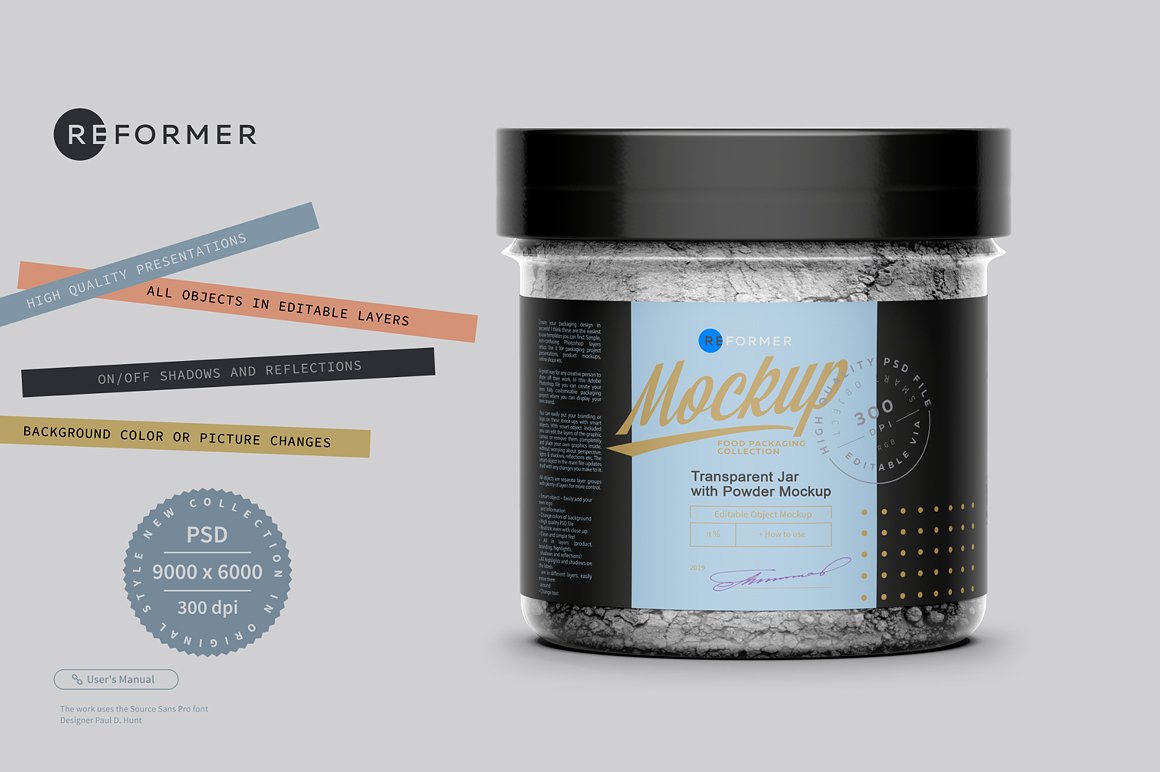 Transparent Jar with Powder Mockup