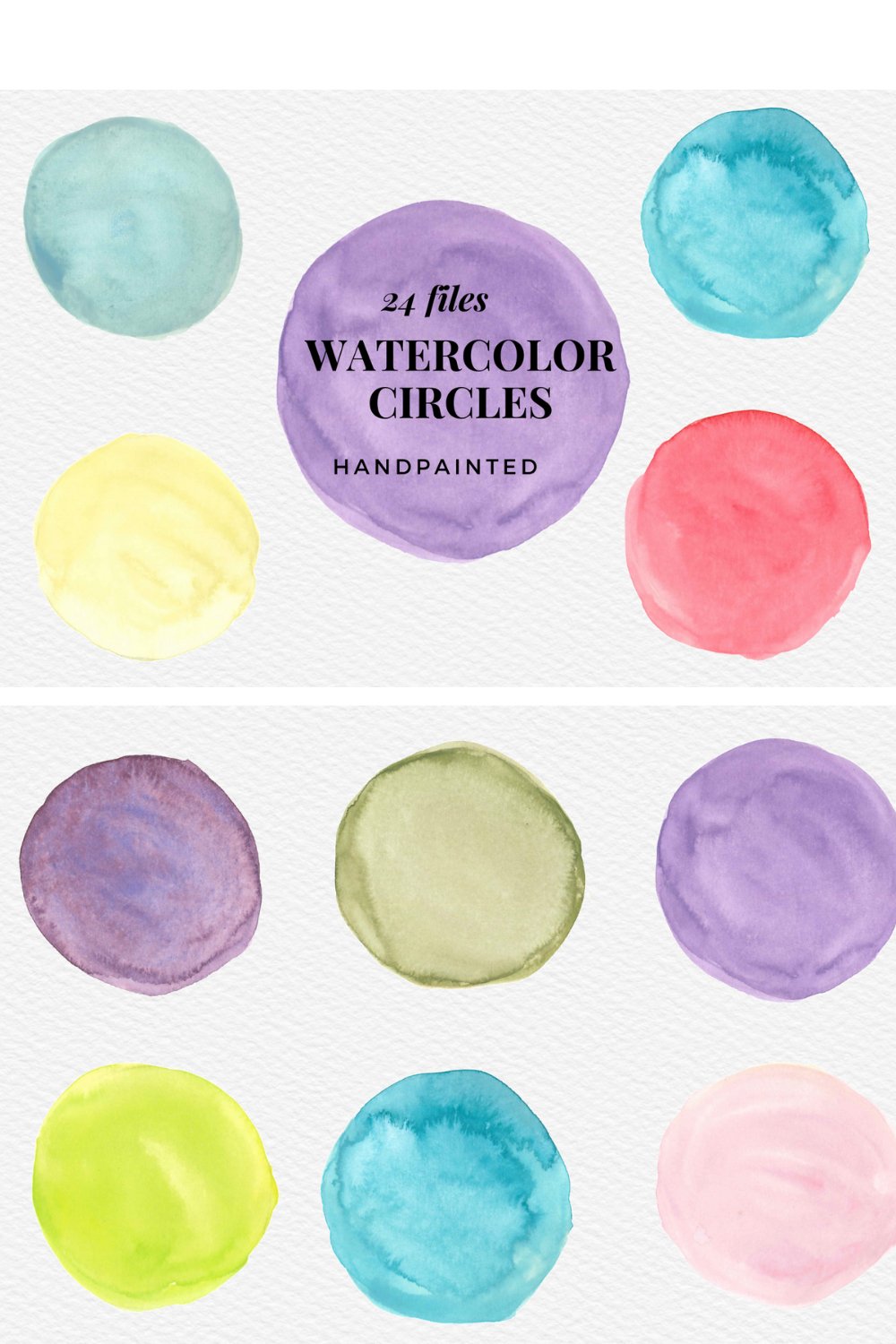 Hand Painted Watercolor Circles, Watercolor Circles Clipart