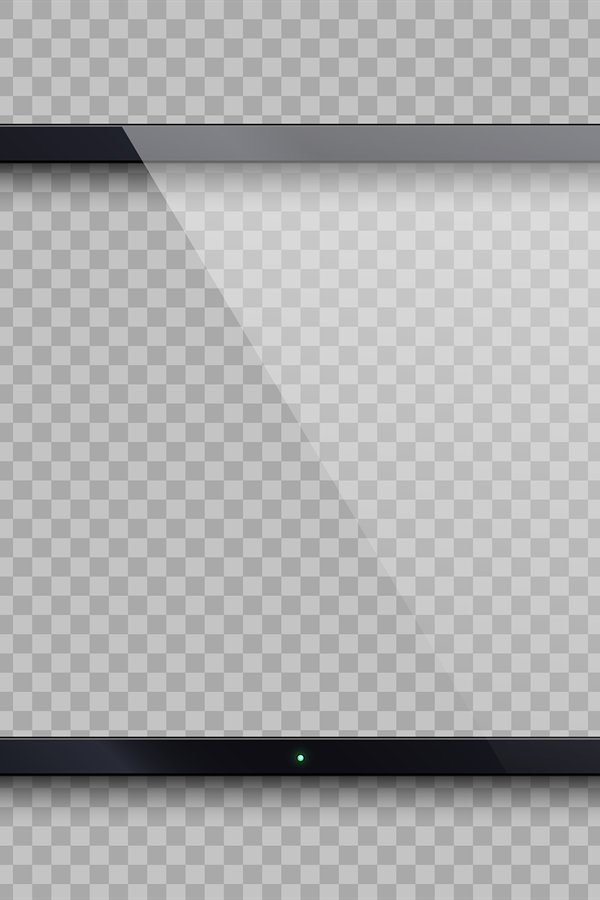 Empty tv frame with reflection and transparency screen isola