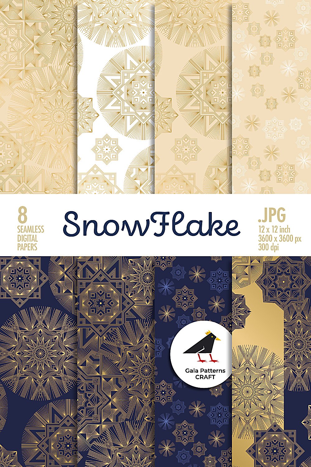 Snowflake Mandala Digital Paper Seamless Pattern | Snowflake