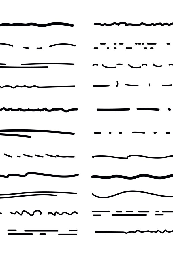 Hand drawn underlines. Drawing brush lines, pencil textured