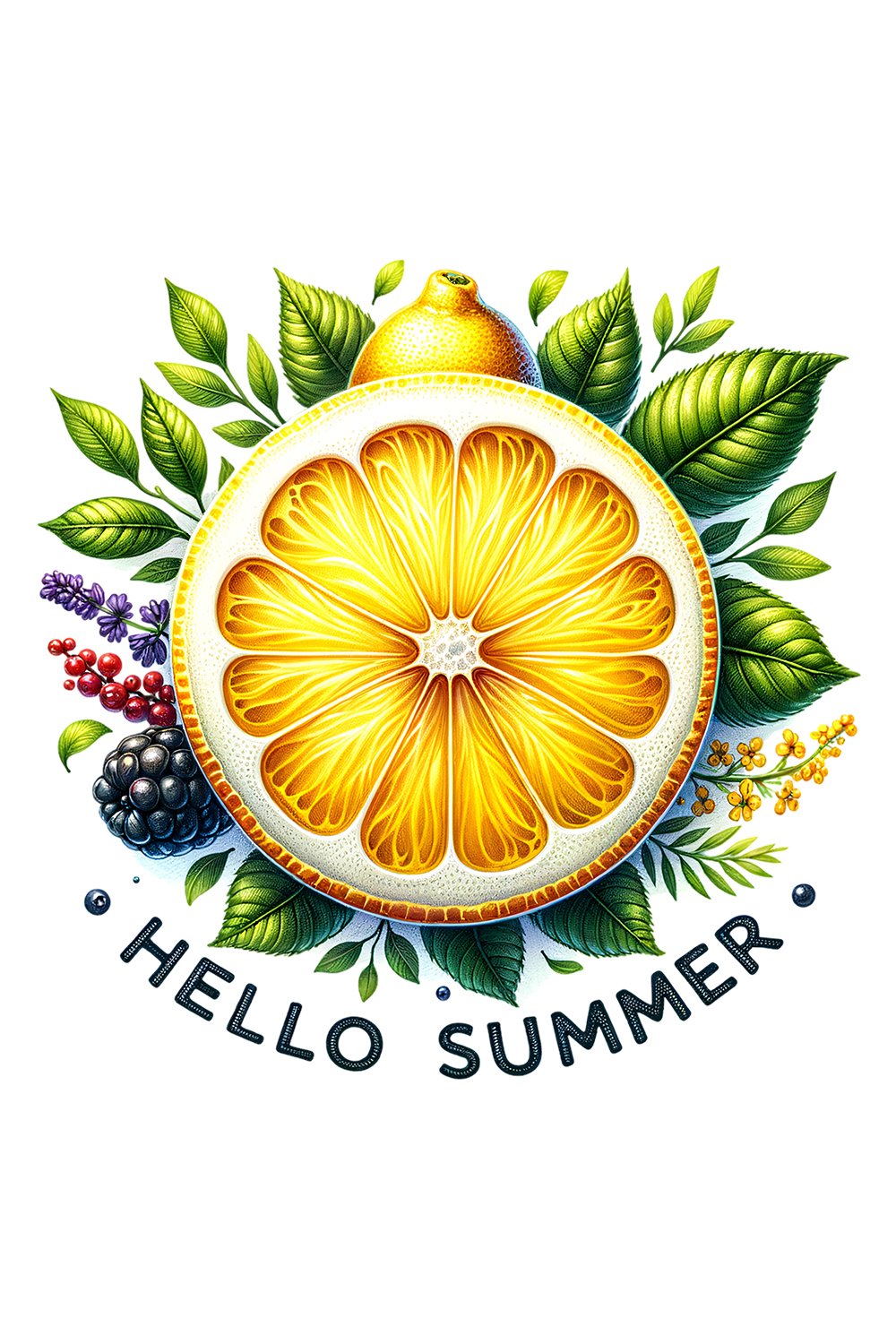 Hello Summer Lemon Slice Clipart Sublimation PNG (3777053)