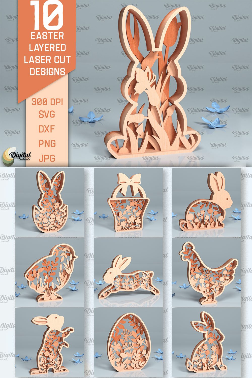 Easter Layered Decor SVG Bundle. 3D Easter Laser (3302746)