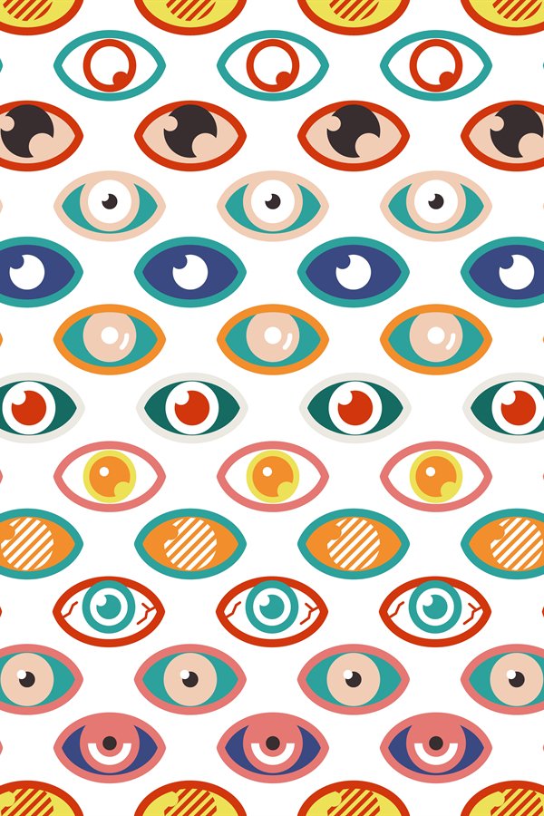 Abstract eye pattern. Color eyes, occult geometric seamless