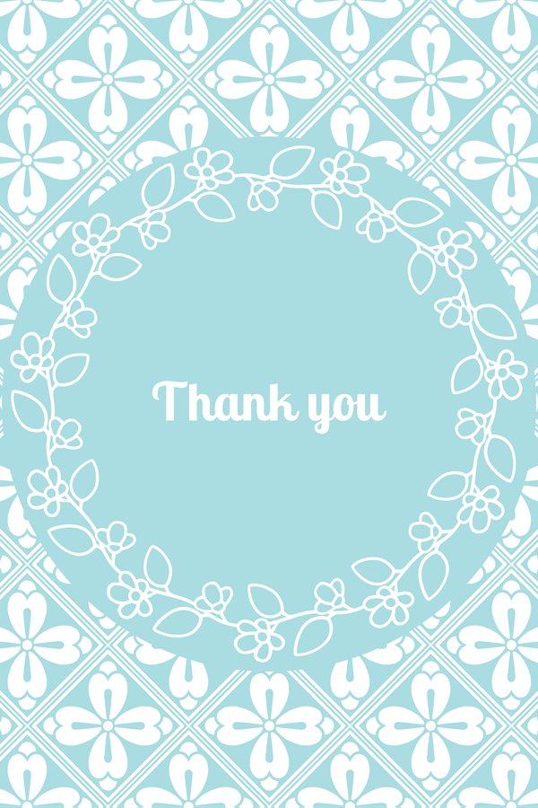 Thank you card template with floral frame