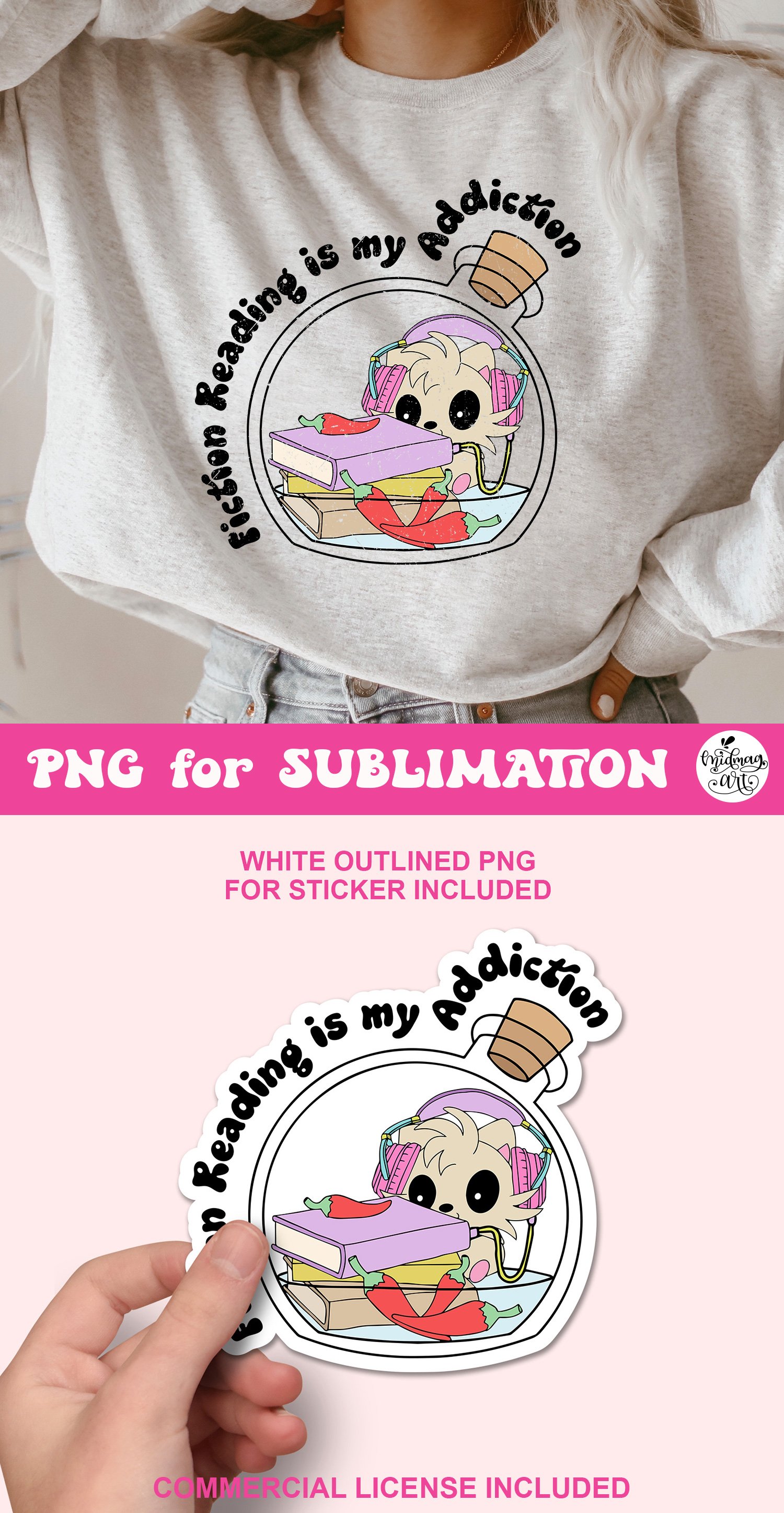 Fiction Reading Is My Addiction PNG, Book Lover Sublimation