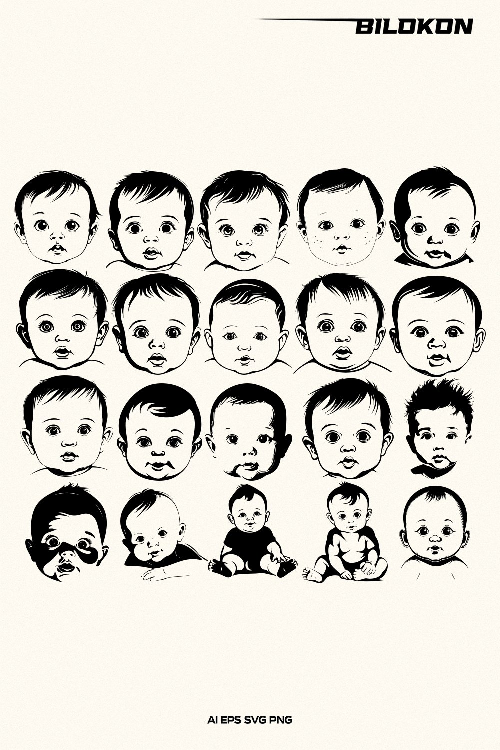 Baby face SVG Bundle, Baby head Vector SVG File for CUT