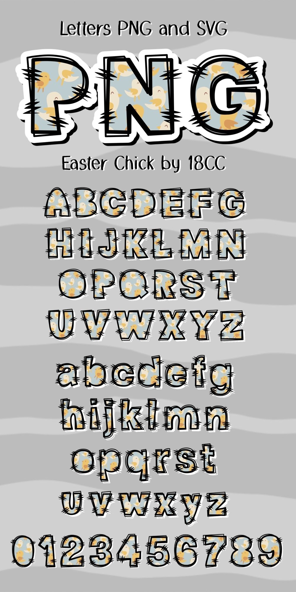 Easter Chick Letters PNG SVG