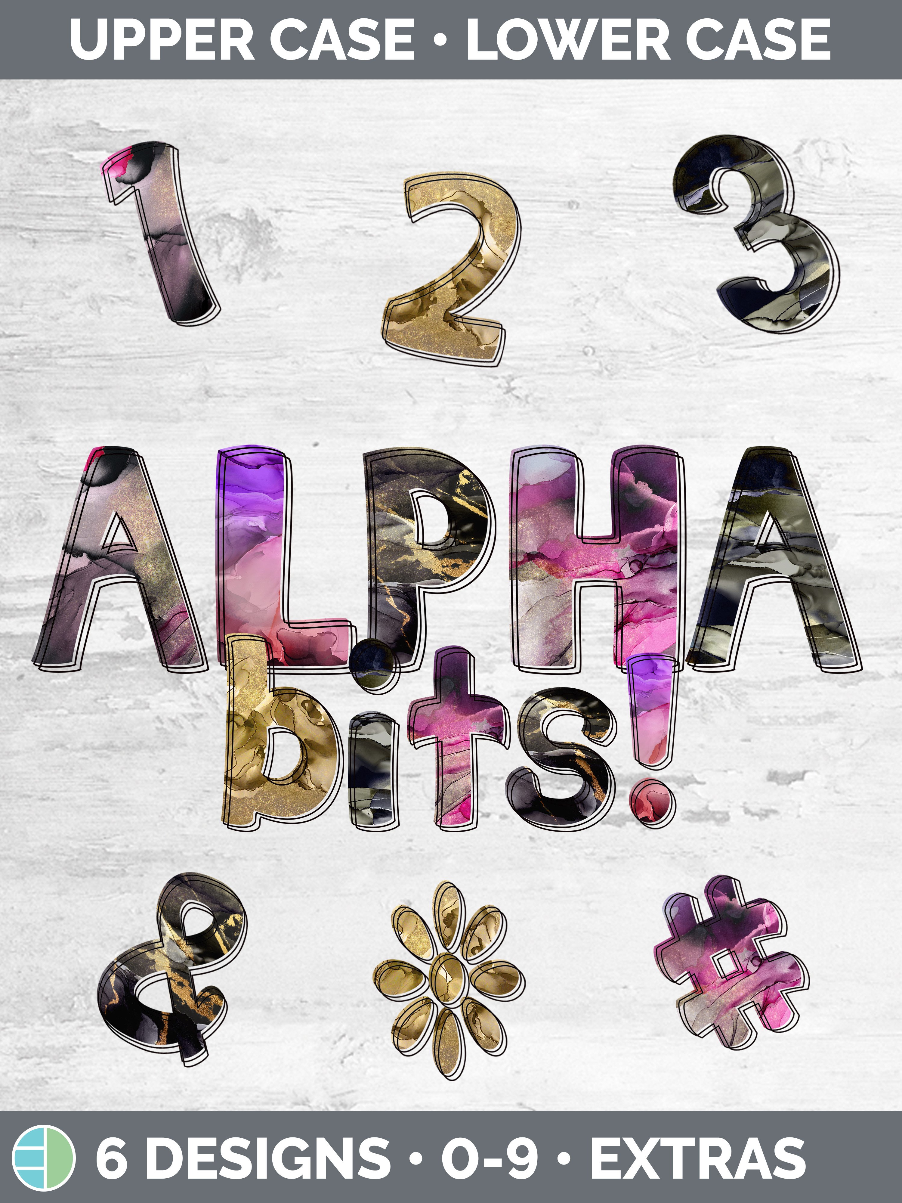 Pink Alcohol Ink Alpha Doodle | Sublimation Alphabet Set PNG