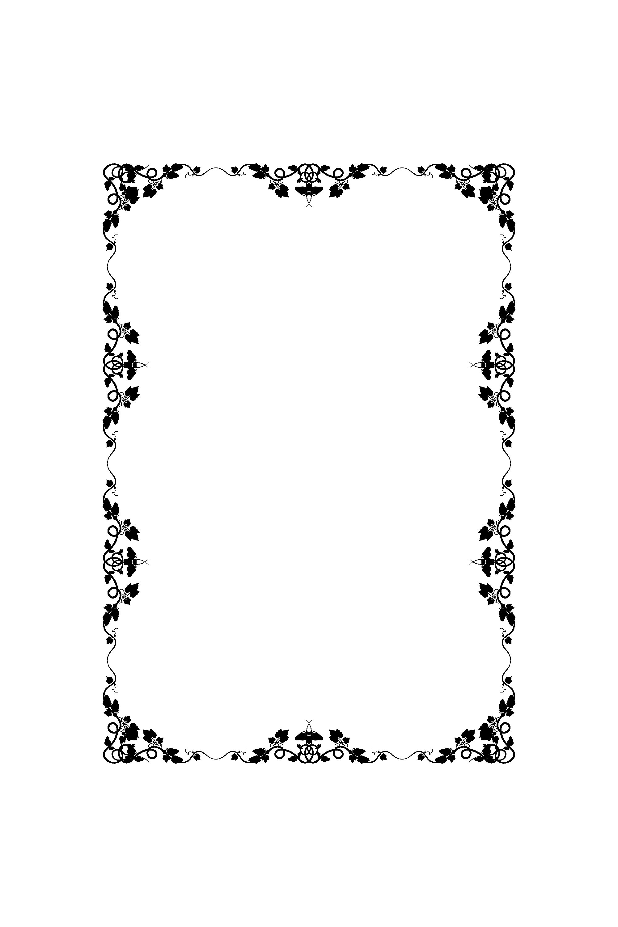 Rectangular frames with vines, leaves for decorative design