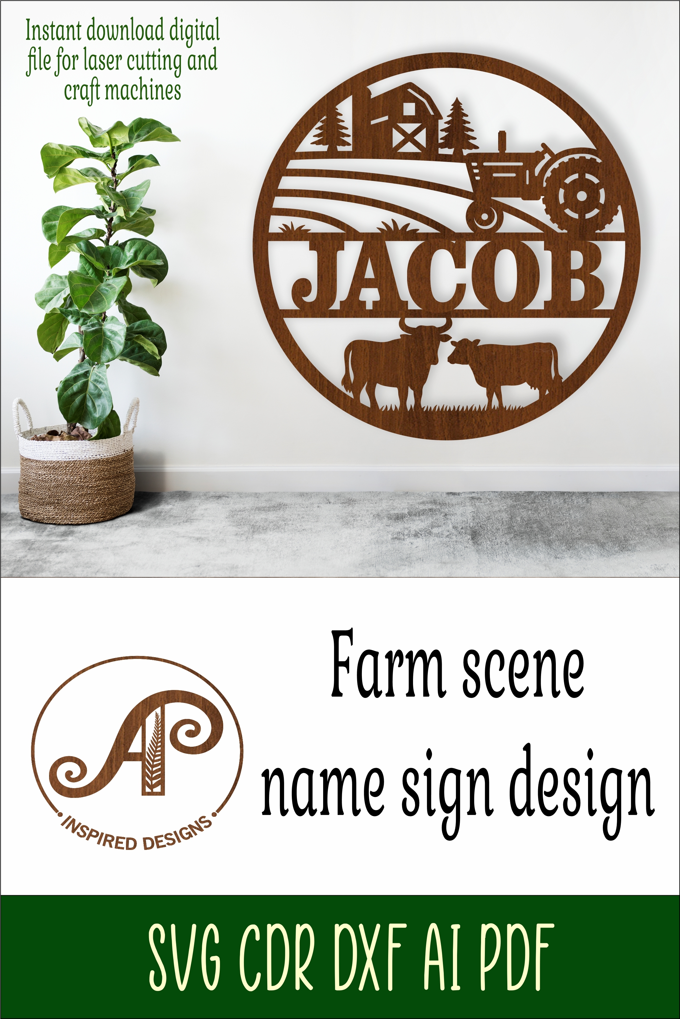 Farming name sign design for laser cutting
