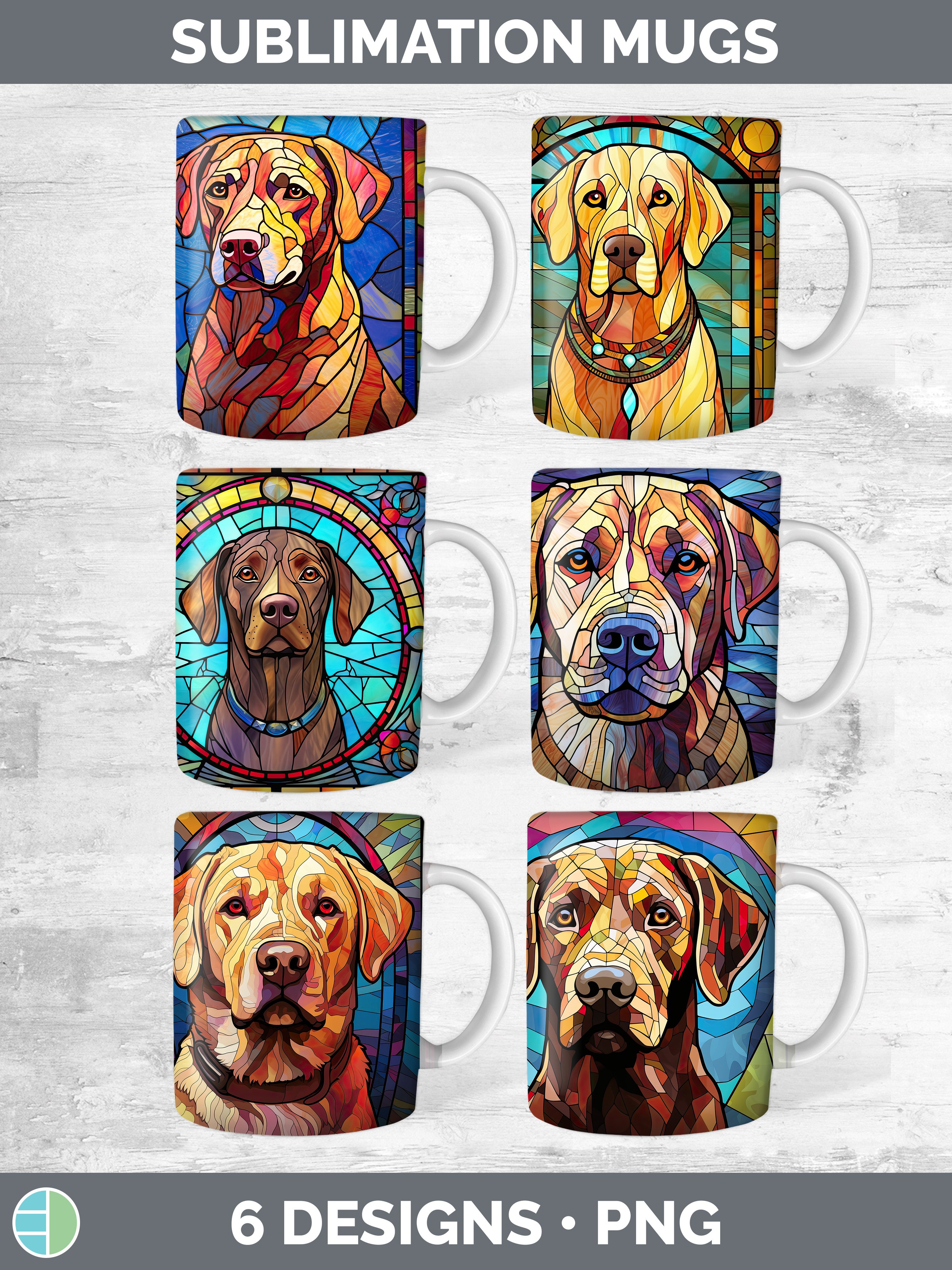 Stained Glass Labrador Retriever Dog Mug Wrap | Sublimation
