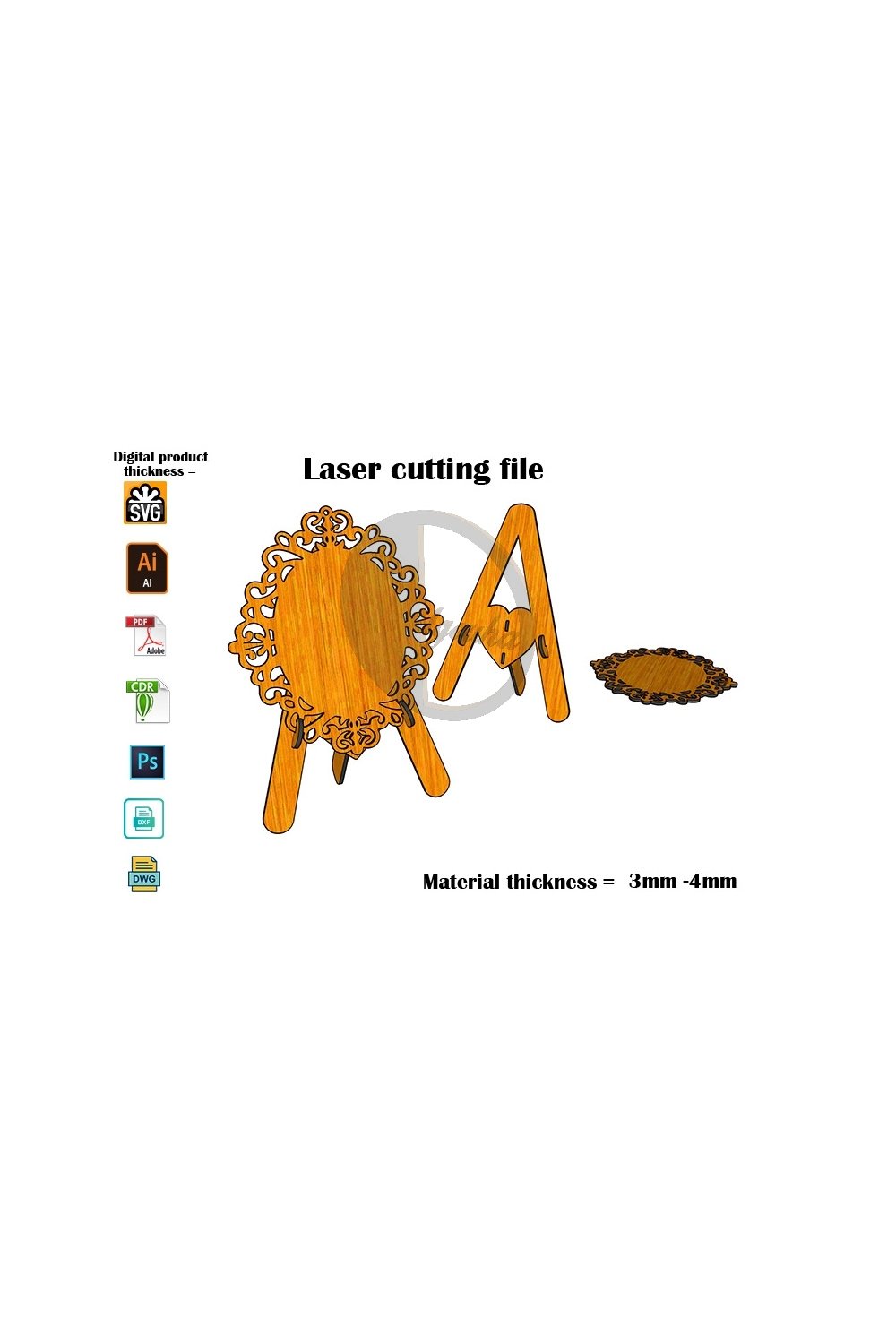 Photo Frame And Easel SVG 3mm,4mm- Laser Cutting File