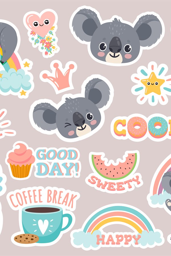 Magic koala stickers. Lazy australian koalas (1027935)