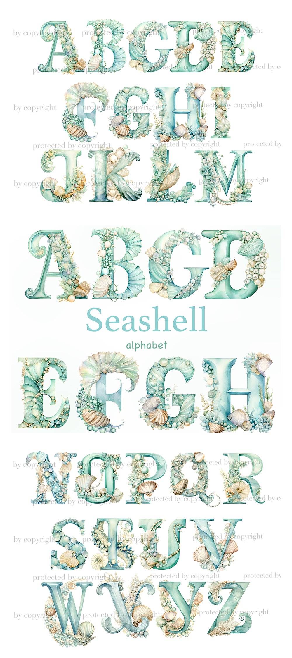Seashell Alphabet | Pearl Clipart