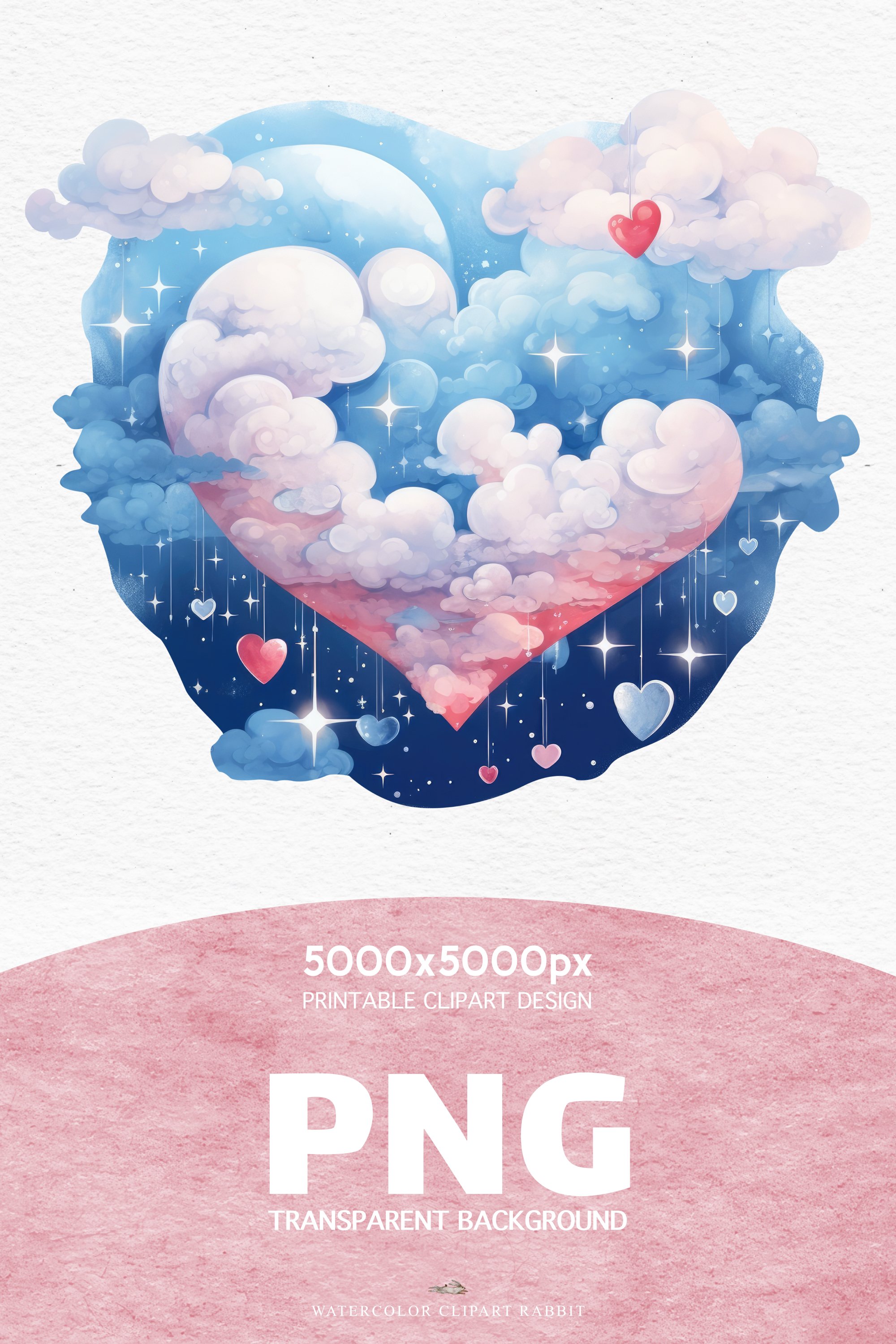Valentine Day Heart Clouds Clipart Love Landscape PNG Decor