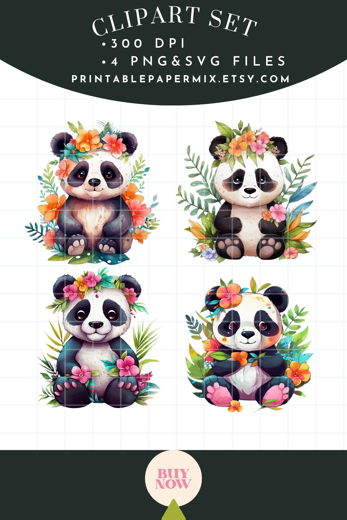 Cute Panda Bear Sublimation Panda Clipart Bundle (2598465)