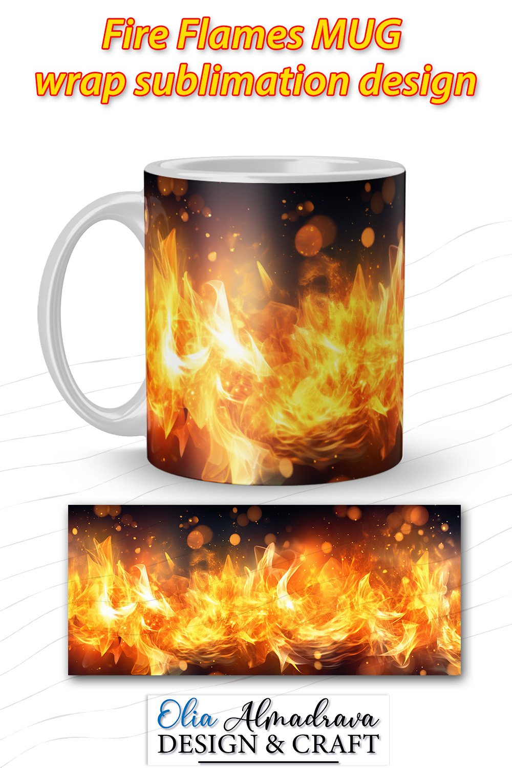Mug Wrap Bundle| 3D Fire Flames Mug Sublimation Designs PNG
