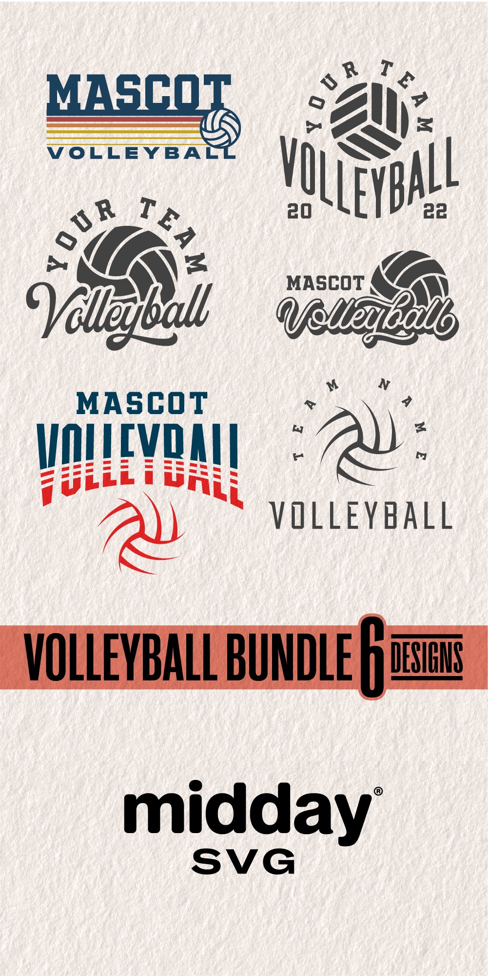 Volleyball Team Template Bundle With Name, Svg Png Dxf Eps,