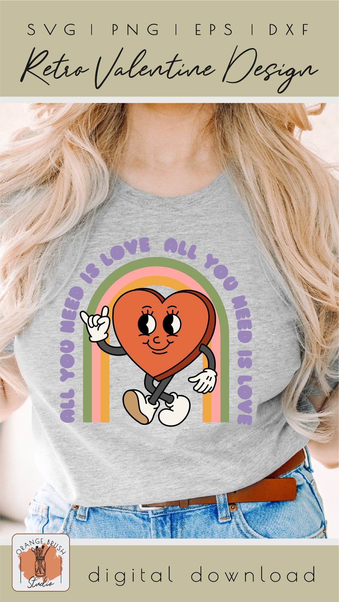 Retro Valentines SVG, Candy Heart SVG, Hippie Valentines Day