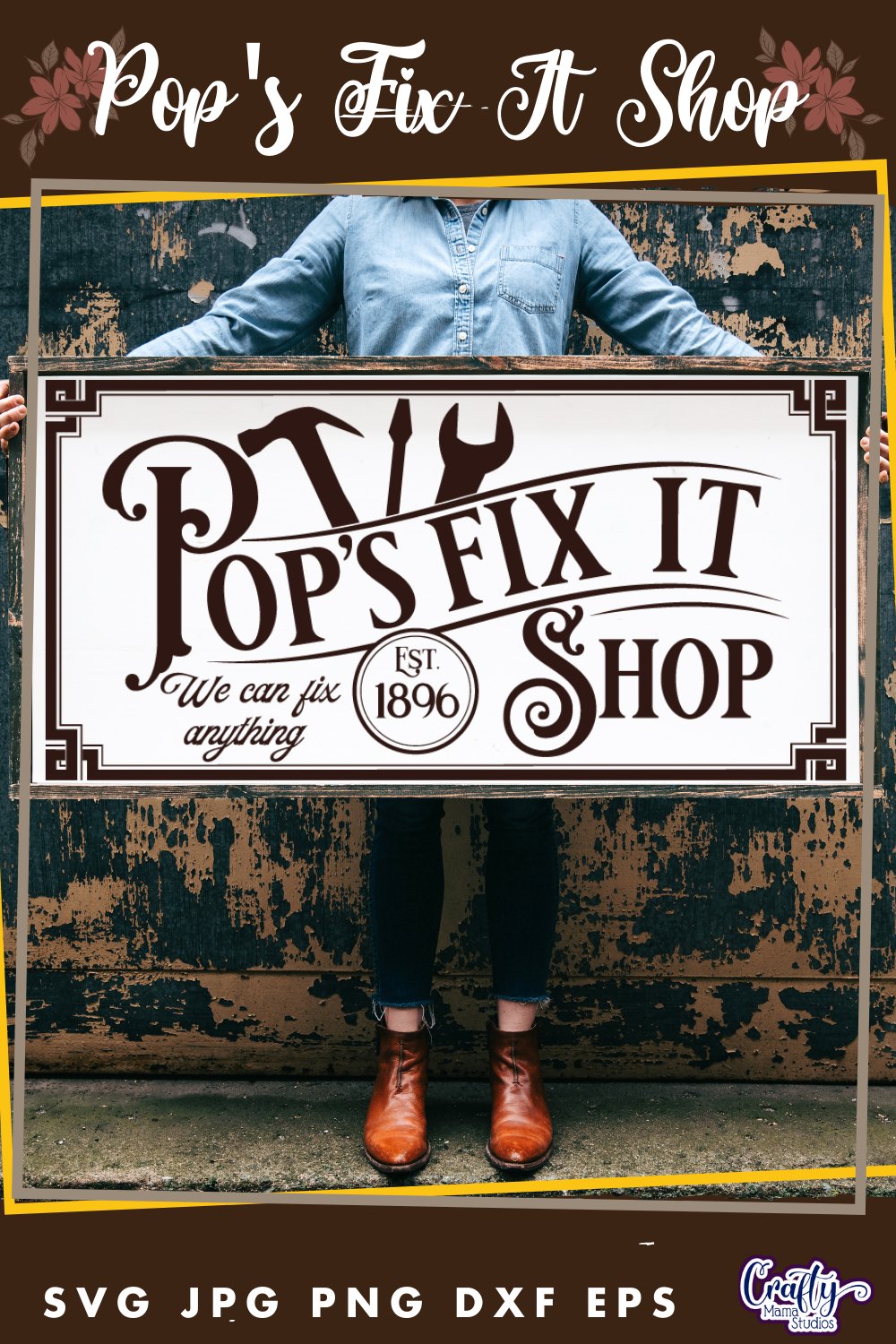 Vintage Farmhouse Home Sign | Pop's Fix It Shop Wall Art Svg