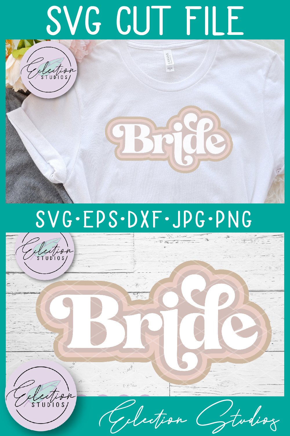 Retro Bride SVG, 70s Wedding Style, Boho Bride