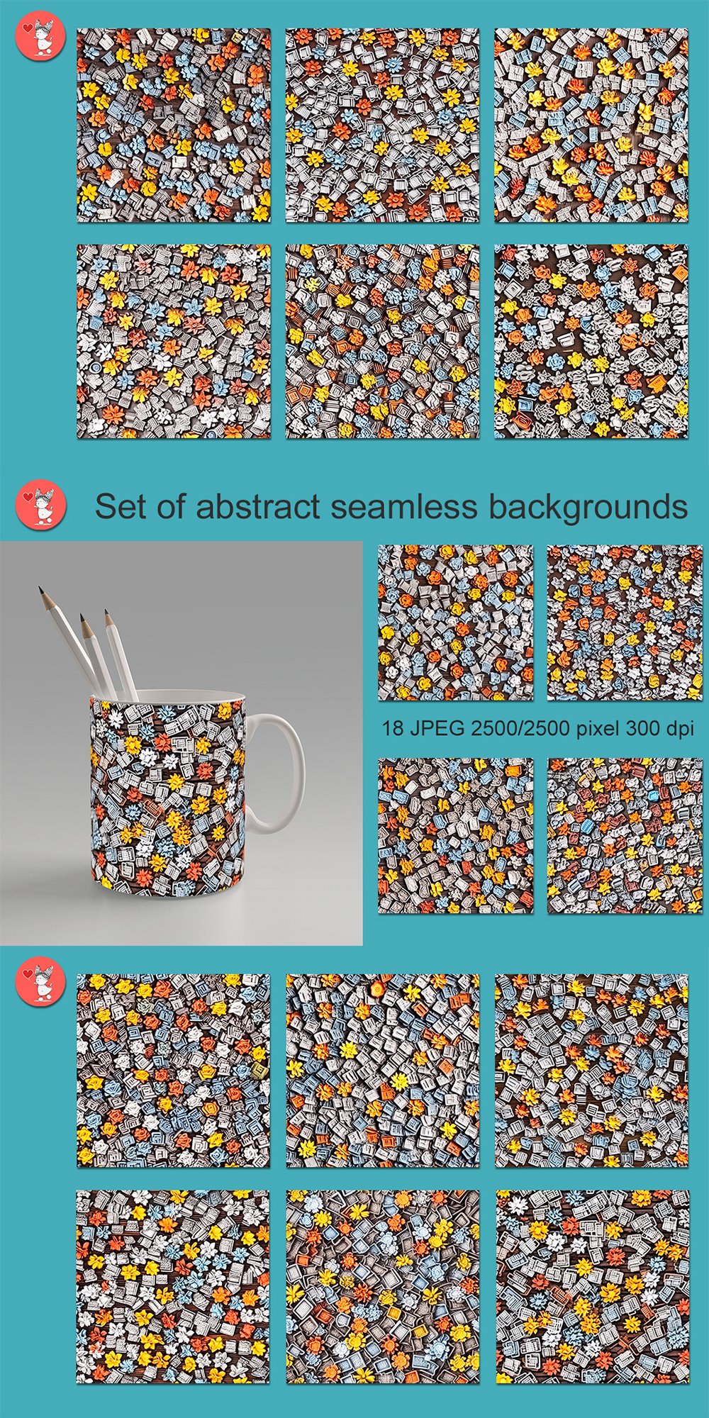 Set of abstract seamless backgrounds