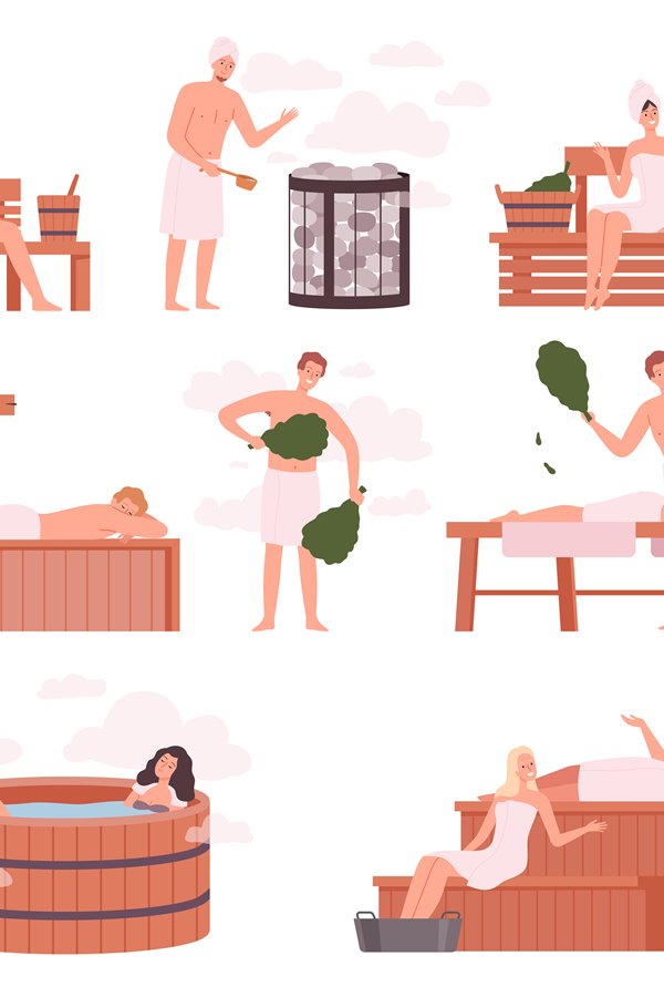 Relax in sauna. Wellness spa public recreation activities ba