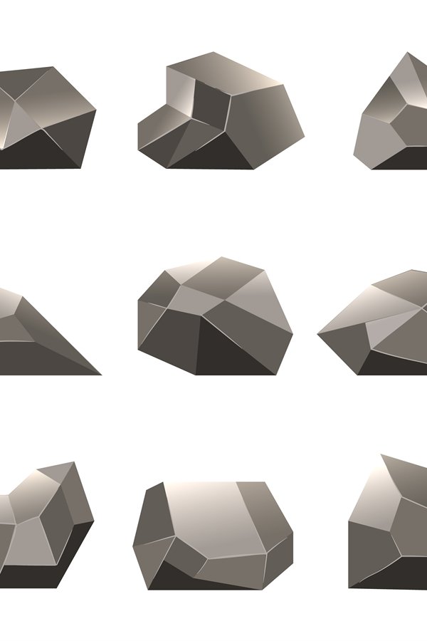 Polygon stone or poly rocks vector set