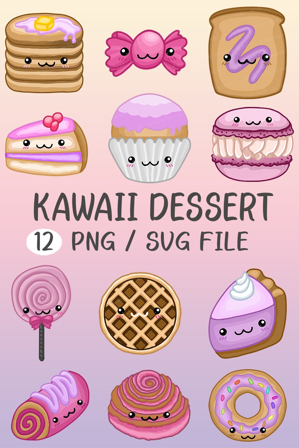 Kawaii Dessert | Donut |Macaron | Tart | Cake | SVG | PNG
