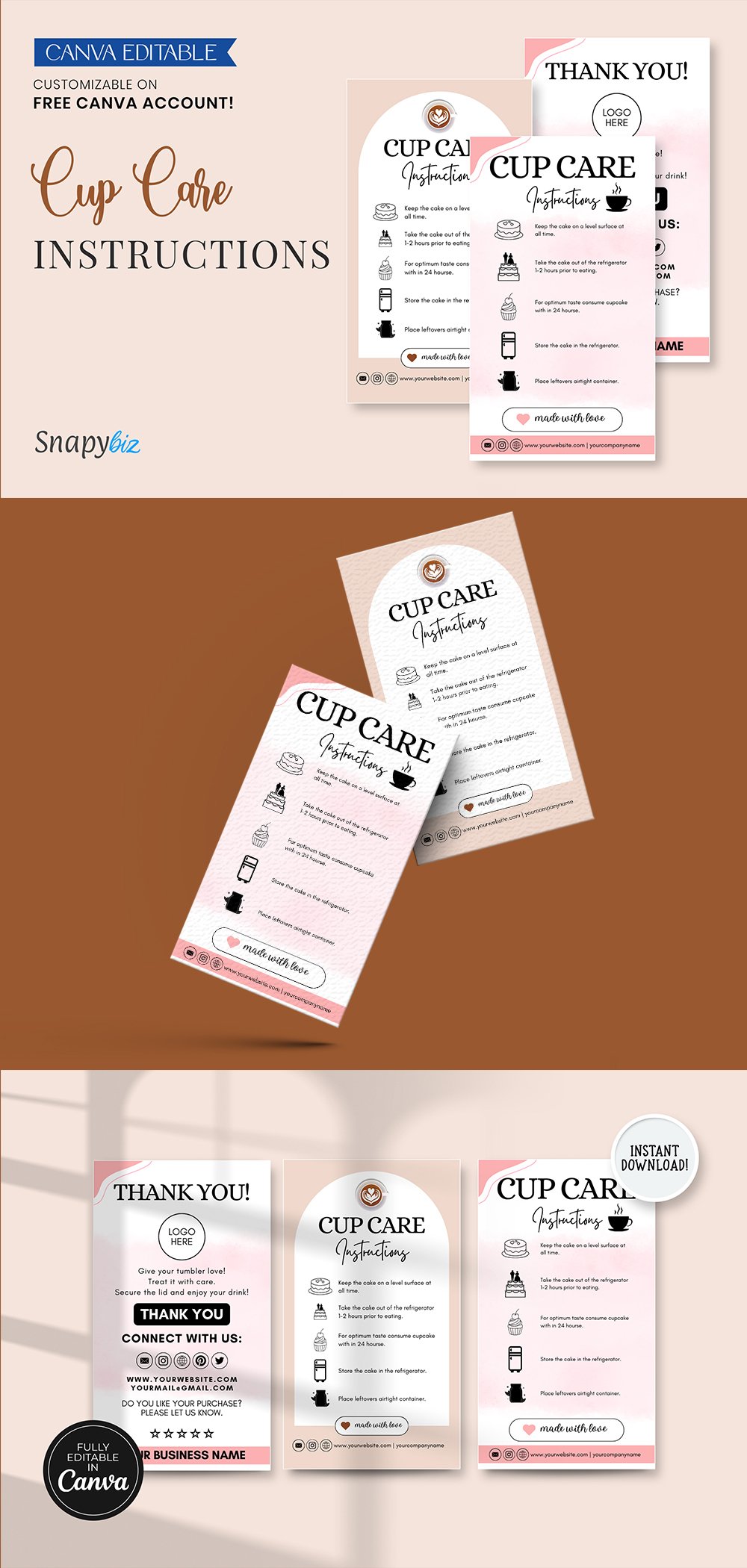 Cup Care Card Editable Template