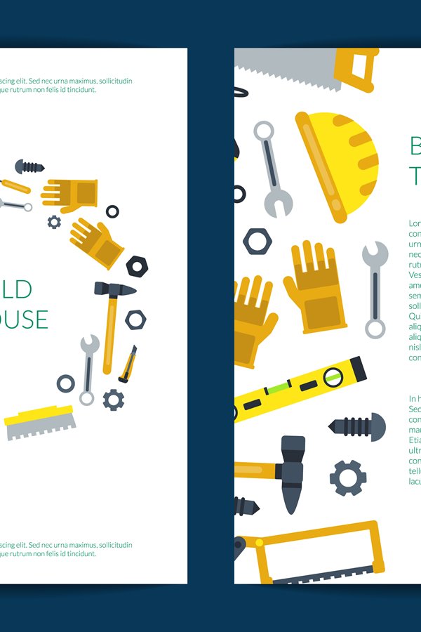 Vector flat construction tools card or flyer (872100)