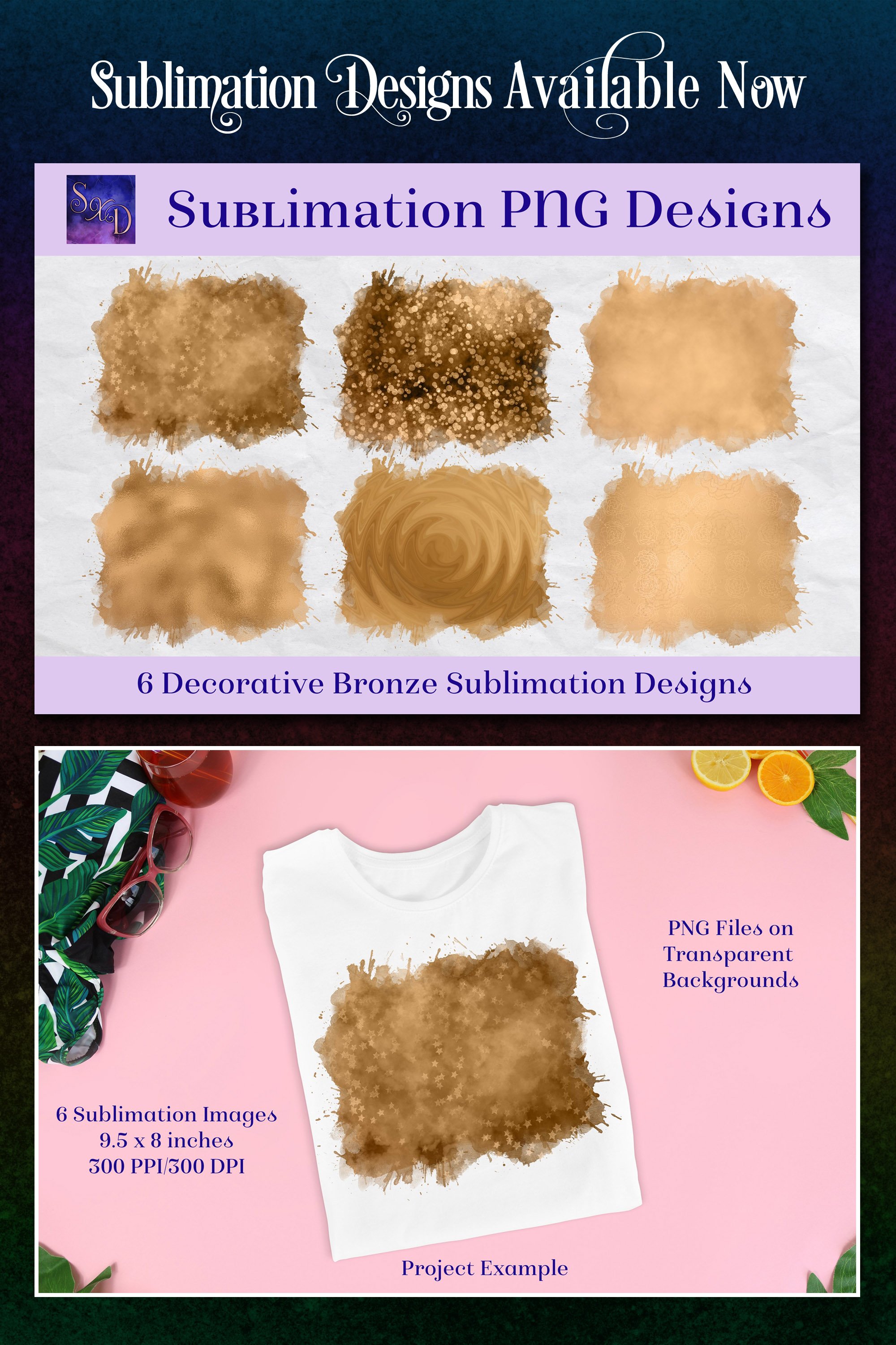 Sublimation PNG Designs - Decorative Bronze Images