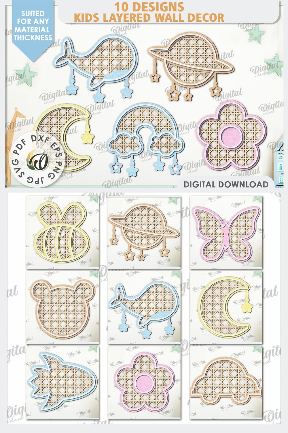 Kids Room Wall Decor Laser Cut Bundle. Baby Room SVG