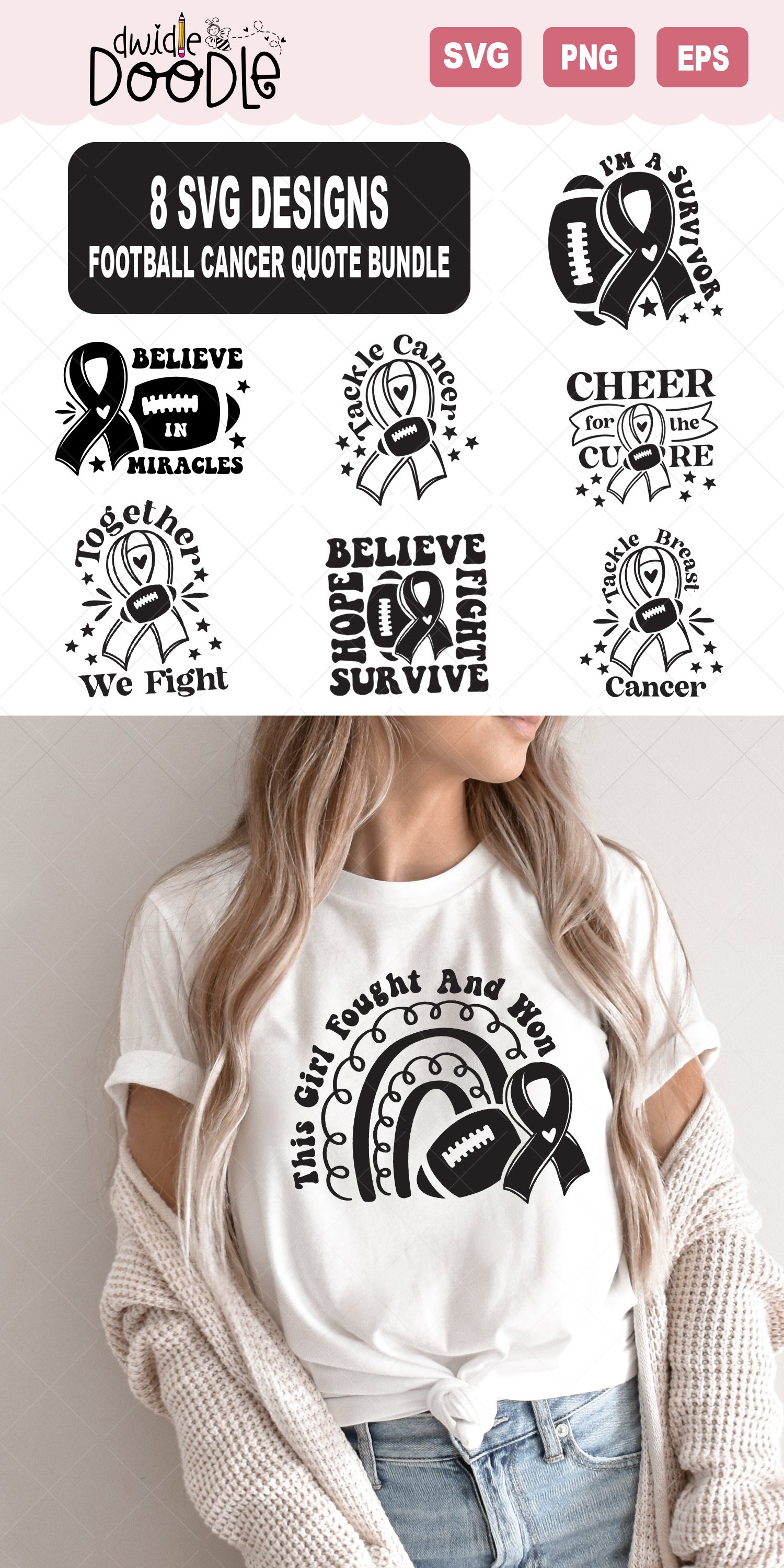 Football cancer quote Bundle SVG
