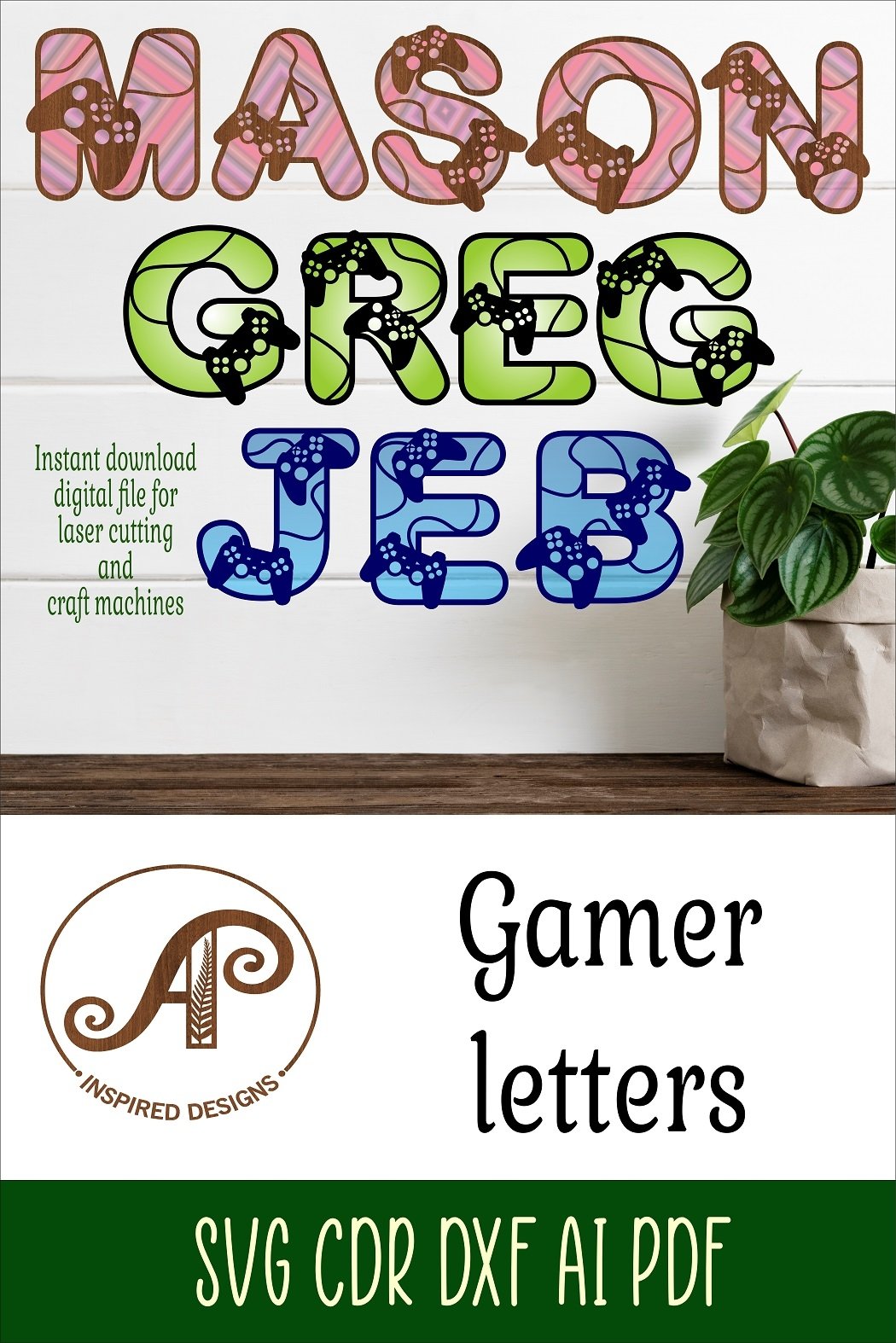 Gamer alphabet set. 2 layer letters. 44 letter