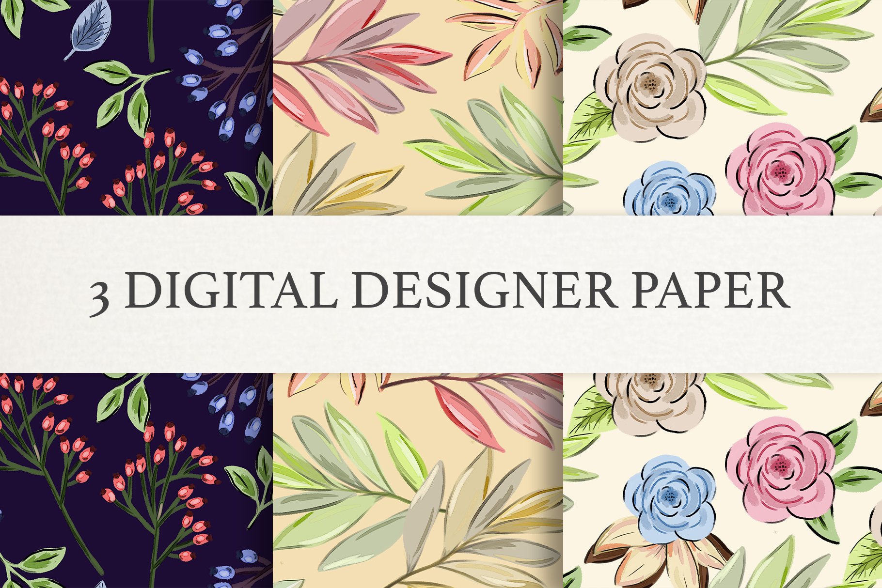 Floral Digital Paper - Scrapbook Papers - Seamless (636357)