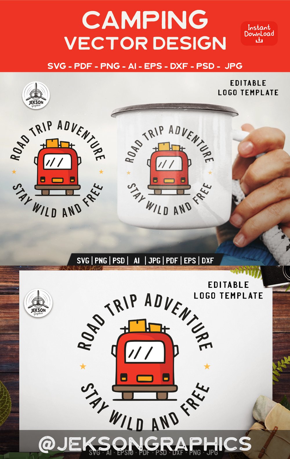 Camper Rental Branding - A Camping SVG Cut File Logo DXF PNG