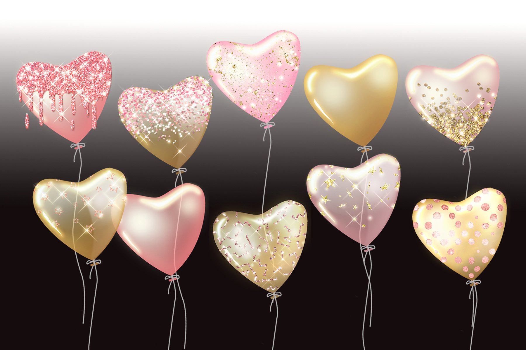 Blush&Gold Heart Balloons