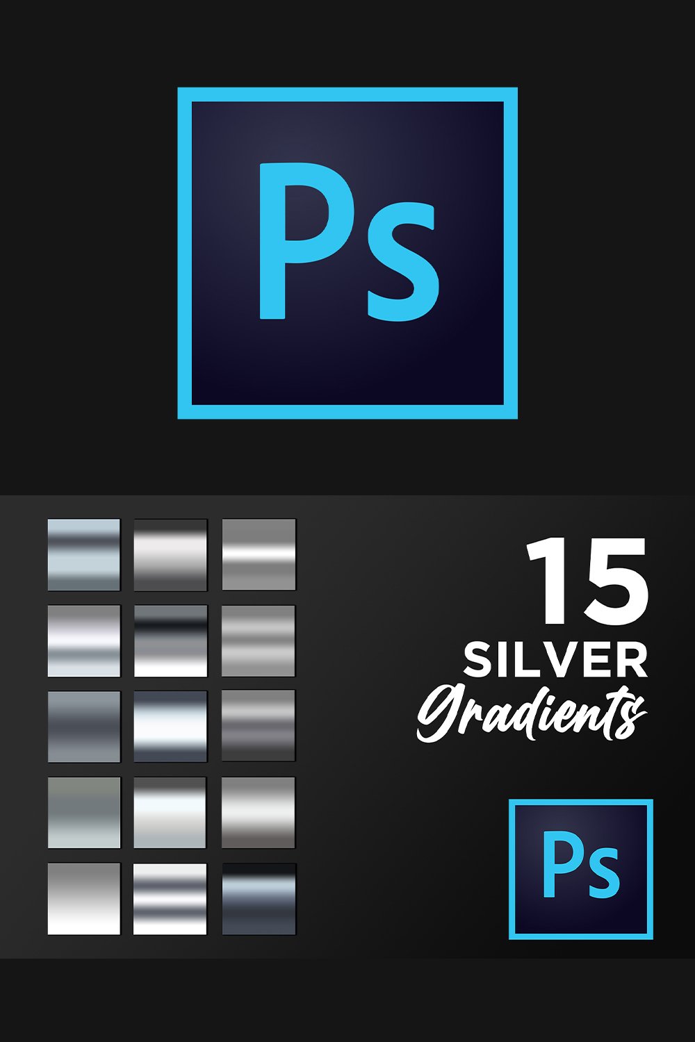 Adobe Photoshop silver gradient pack GRD gradients