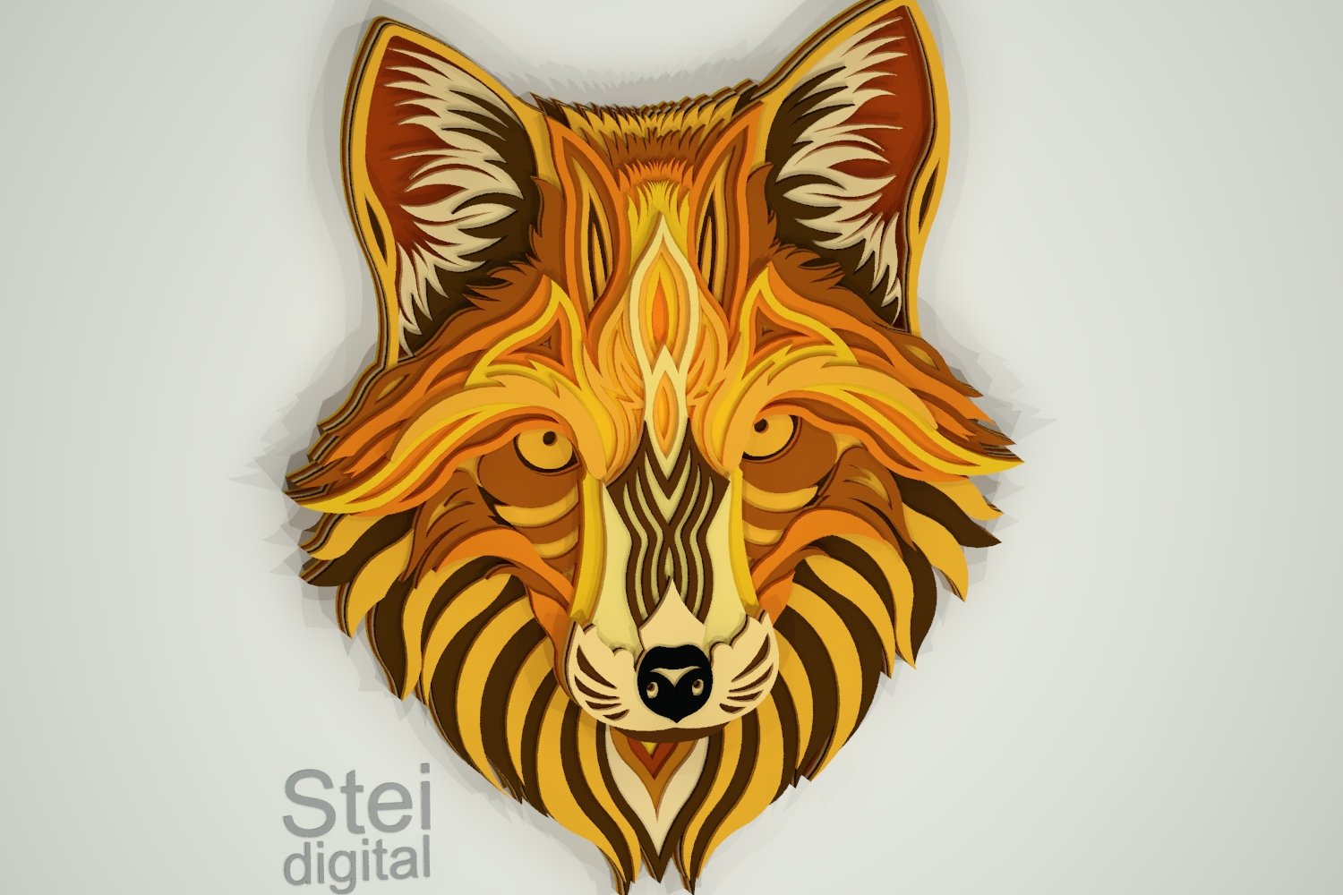 3d layered Fox SVG for Cricut, Dxf laser cutting files.