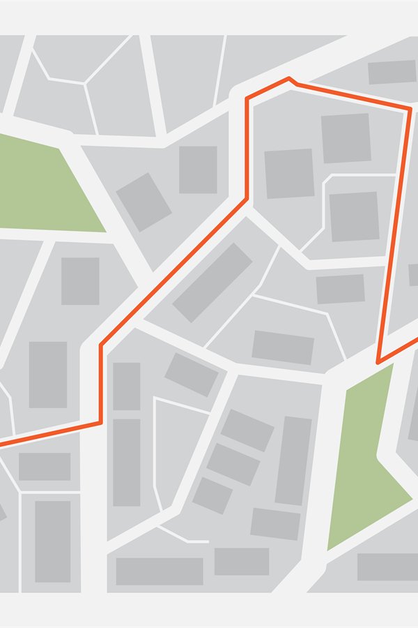Navigator for road. Ui template Route with points pin map to